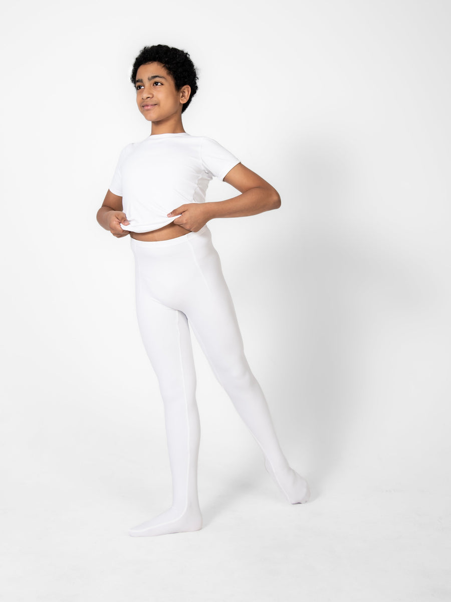 WHITE PRECISION FIT RECYCLED CONVERTIBLE TIGHTS - BOYS – boysdancetooAU